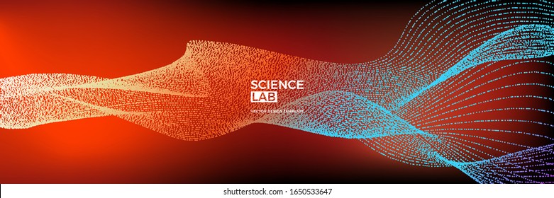 Panoramic Science Technology Background Dynamic Particles Stock Vector ...