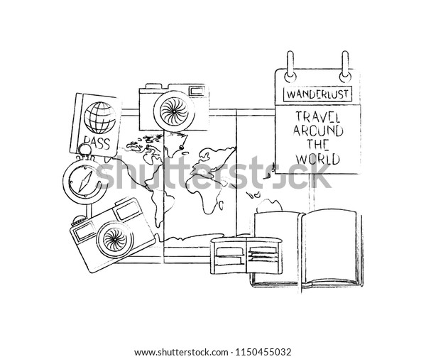 Paper Map Travel Around World Icons Stock Vector (Royalty Free ...