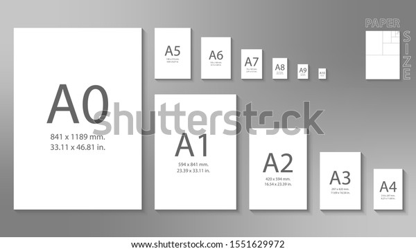 Stock vektor „Paper Sizes A0 A10 Format Isolated“ (bez autorských poplatků) 1551629972 ...
