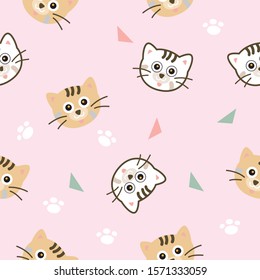 Cute Seamless Patten Diverse Cat Faces Stock Vector (Royalty Free ...