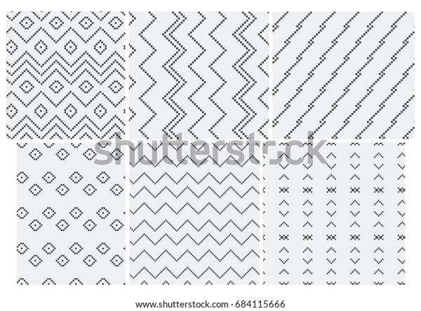 Pattern Set Trendy Pixel Designs Stock Vector (Royalty Free) 684115666 ...