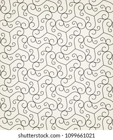 Pattern Thin Curl Lines Scrolls Seamless Stock Vector (Royalty Free ...