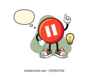 Pause Button Get Idea Cartoon Mascot Stock Vector (Royalty Free ...