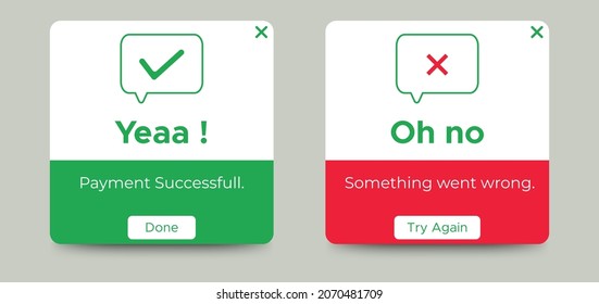 Payment Message Popup Window Ui Design Stock Vector (Royalty Free ...