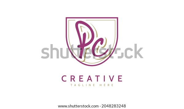 Pc Initials Handwriting Logo Vector Stock Vector (Royalty Free ...