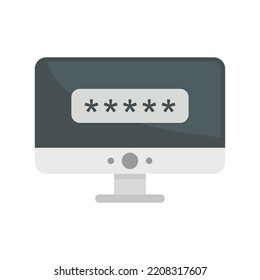 Pc Login Authentication Icon Flat Illustration Stock Vector (Royalty ...