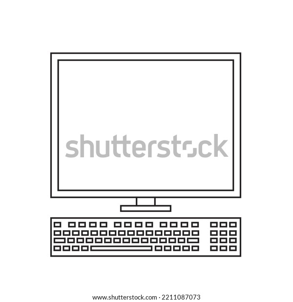 Pc Workstation Outline Symbol Desktop Computer Stock Vector (Royalty ...