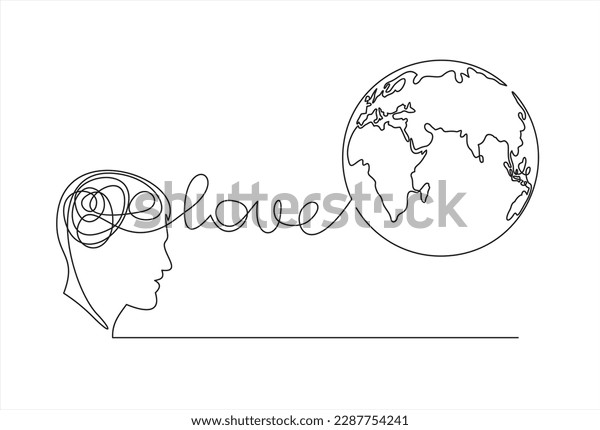 Peace Brain Concept Continuous One Line Stock Vector (Royalty Free ...