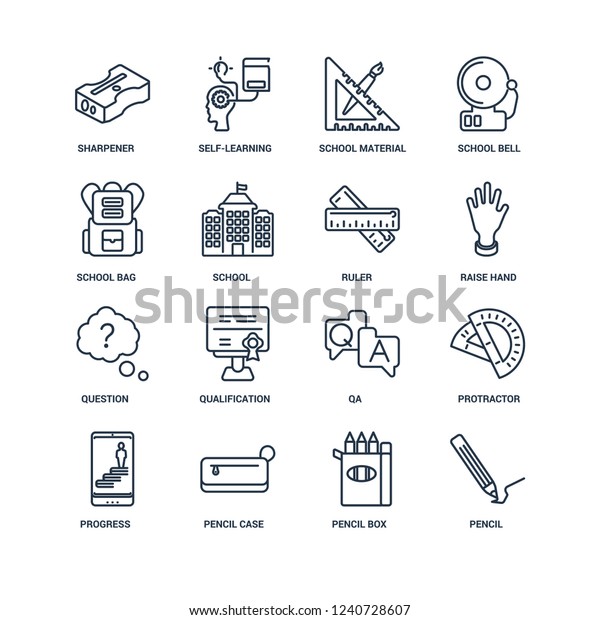 Pencil Pencil Box Case Progress Protractor Stock Vector (Royalty Free ...