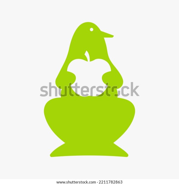 Penguin Apple Logo Negative Space Concept Stock Vector (Royalty Free ...