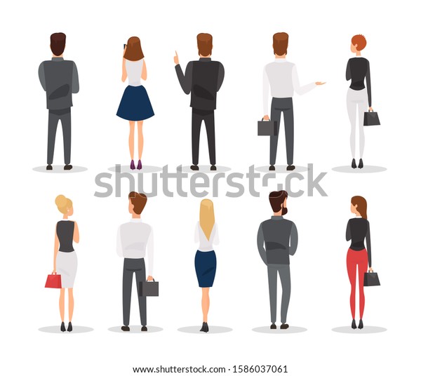 People Back View Flat Vector Illustrations Stock Vector (Royalty Free ...