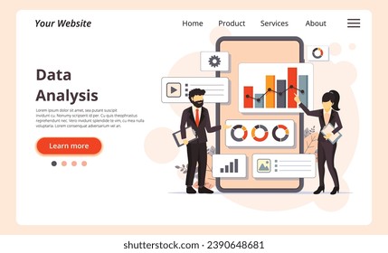 People Characters Working Data Visualization Man Stock Vector (Royalty Free) 2390648681 ...