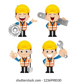 Vector Illustration Cartoon Worker Set Stock Vector (Royalty Free ...