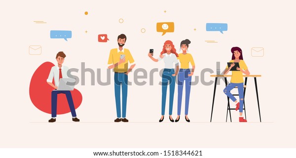 People Using Mobile Phone Social Media Stock Vector (Royalty Free ...