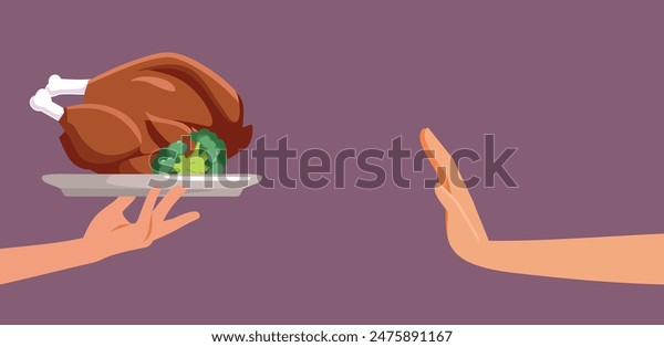 Person Refusing Full Meal Vector Cartoon Stock Vector (Royalty Free ...