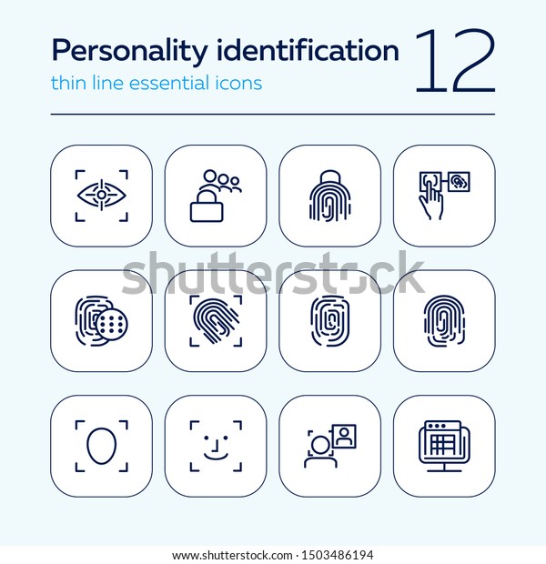 Personality Identification Line Icon Set Set Stock Vector (Royalty Free ...