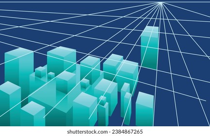 Perspective Blue Building Vector Background Design Stock Vector ...