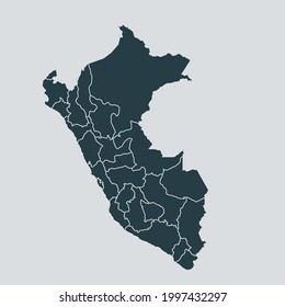 Peru Map Vector Isolated On Gray Stock Vector (Royalty Free) 1997432297 ...