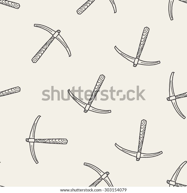 Pickaxe Doodle Seamless Pattern Background Stock Vector (Royalty Free ...