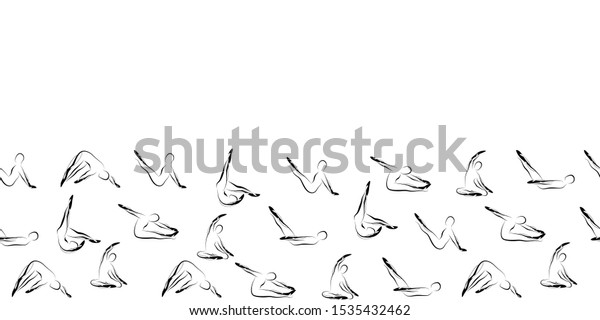 Pilates Poses Seamless Vector Pattern Border Stock Vector (Royalty Free ...