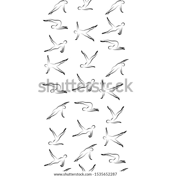 Pilates Poses Seamless Vector Pattern Border Stock Vector (Royalty Free ...