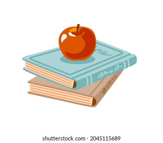Stack Books With Apple On Top: Over 138 Royalty-Free Licensable Stock ...