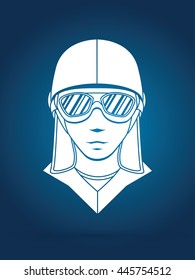Pilot Face Outline Graphic Vector Stock Vector (Royalty Free) 445754521 ...