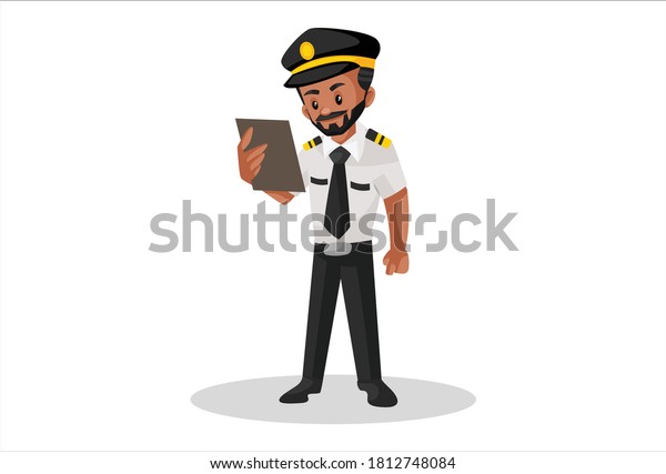Pilot Reading Document Vector Graphic Illustration Stock Vector ...