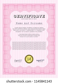 Pink Sample Certificate Complex Background Detailed Stock Vector ...