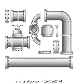 Steel Pipe Fittings Vector Illustration Isolated Stock Vector (Royalty ...