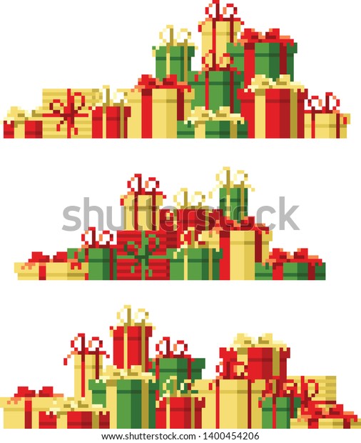 Pixel Art Gift Boxes Vector Illustration Stock Vector (Royalty Free ...
