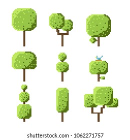 Pixel Cube Tree Set8bits Treepixel Art Stock Vector (Royalty Free ...