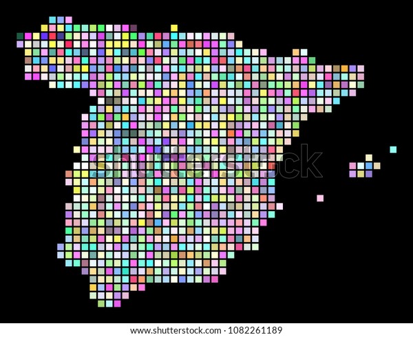 Pixel Spain Map Vector Geographic Map: เวกเตอร์สต็อก (ปลอดค่าลิขสิทธิ์ ...