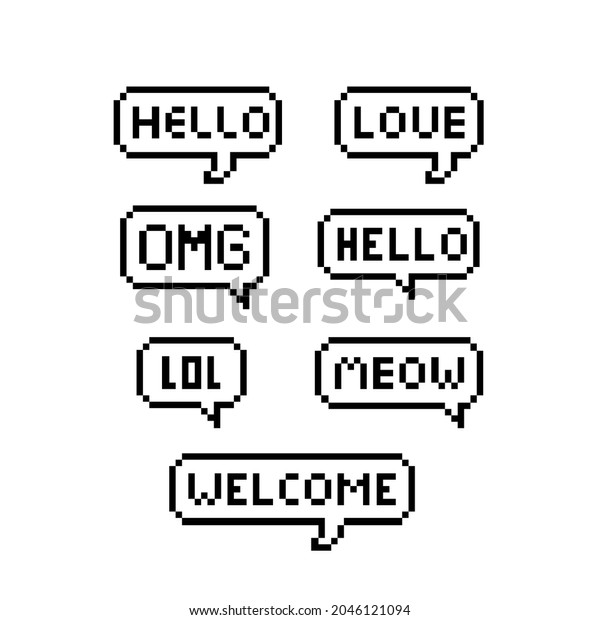 Pixel Text Bubble Pixel Art Speech Stock Vector (Royalty Free ...