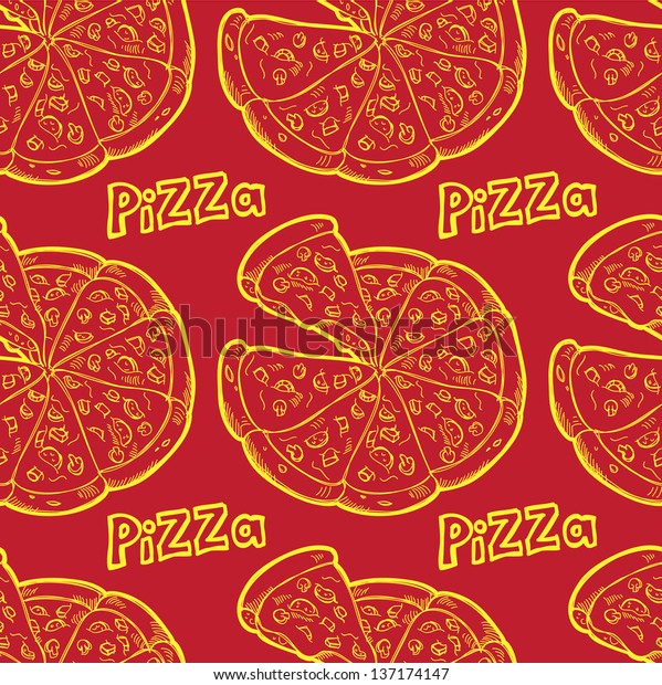 Pizza Seamless Background Stock Vector (Royalty Free) 137174147 ...