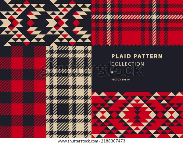 Plaid Pattern Collection Buffalo Plaid Native Stock Vector (Royalty ...
