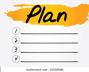 Plan Blank List Vector Concept Background Stock Vector (Royalty Free ...