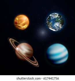 Planets Realistic Transparent Set Solar System: vector de stock (libre ...