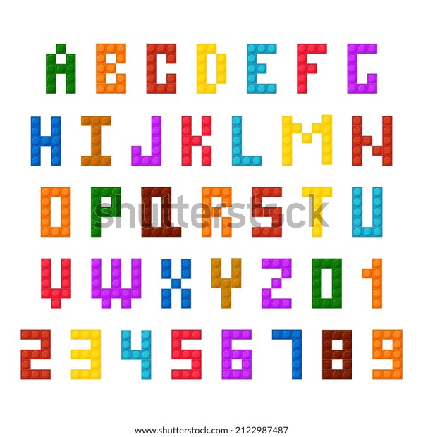 Plastic Construction Blocks Font Alphabet Letters Stock Vector (Royalty ...