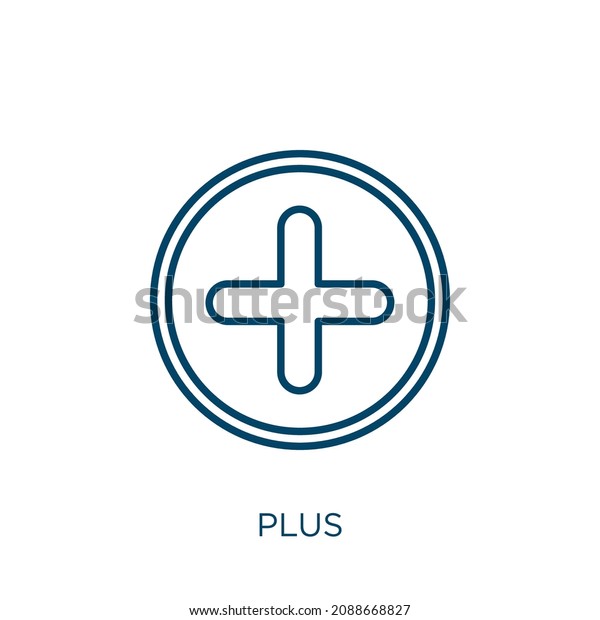 Plus Icon Thin Linear Plus Outline Stock Vector (Royalty Free ...