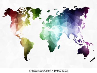 Polygon Style World Map Stock Vector (Royalty Free) 196074323 ...