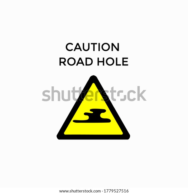 Potholes Warning Signs Simple Design White Stock Vector (Royalty Free ...