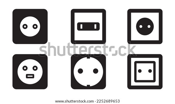Power Socket Icons Electricity Current Electric Stock Vector Royalty Free 2252689653