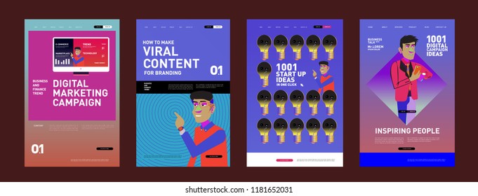 Presentation Website Interface Layout Design Template Stock Vector ...