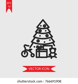 Presents Under Tree Vector Icon Illustration Stock Vector (Royalty Free ...