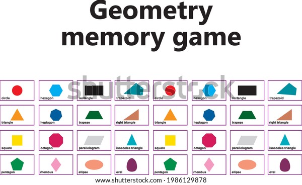 Printable Card Game Geometry Memory Game Stock Vector (Royalty Free ...