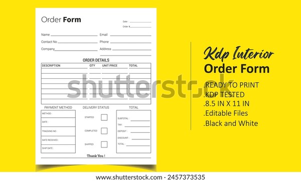 Printable Order Form Vector File Stock Vector (Royalty Free) 2457373535 ...