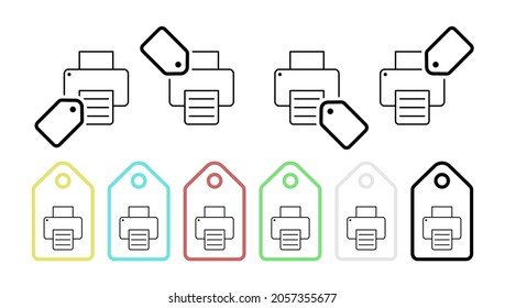 Printer Vector Icon Tag Set Illustration Stock Vector (Royalty Free ...