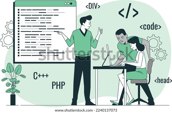 Process Coding Discussion Team Illustration Concept Stock Vector ...