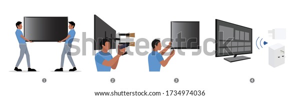 Process Installation Guide Smart Tv Television Stock Vector (Royalty ...